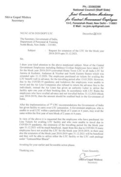 Extension of LTC Block Year 2018-2019 up to 31.12.2021: NCJCM Staff ...