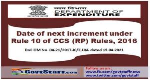 Date of next increment under Rule 10 of CCS (RP) Rules, 2016 – Another opportunity to exercise ...