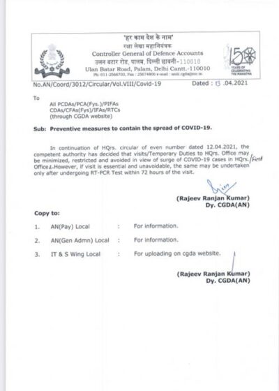Preventive measures to contain the spread of COVID-19 - CGDA order ...