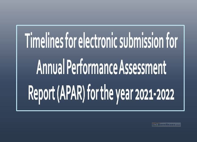 Timelines For Electronic Submission For Annual Performance Assessment 