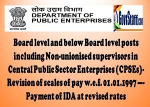 Revised rates of IDA @ 408.4% w.e.f 01.01.2023 for Board level posts ...