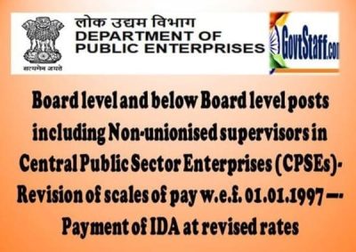 Revised rates of IDA @ 408.4% w.e.f 01.01.2023 for Board level posts ...