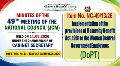 Maternity Benefit Act, 1961 to the Women Central Government Employees ...
